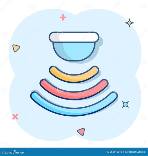 Motion Sensor Icon In Comic Style Sensor Waves Vector Cartoon Illustration Pictogram Stock