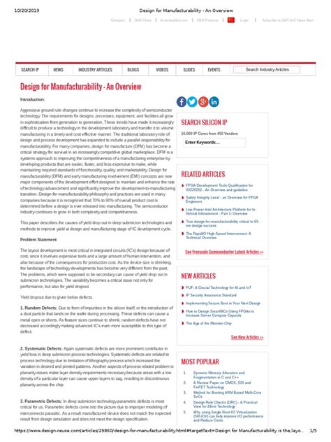 design for manufacturability an overview pdf integrated circuit