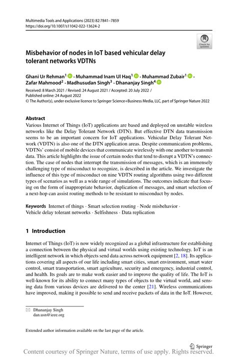 misbehavior of nodes in iot based vehicular delay tolerant networks