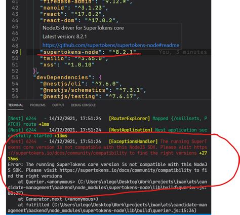 how can i fix supertokens core and supertokens node incompatibility