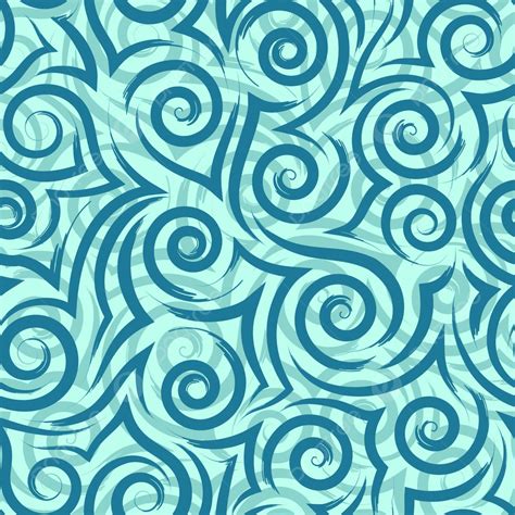 Continuous Vector Pattern With Swirling Blue Brush Strokes Vector