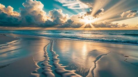 Beautiful Beach Sunset Vertical High Res Photograph Stock Illustration