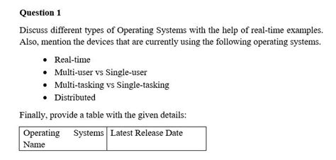 Solved Question 1 Discuss Different Types Of Operating