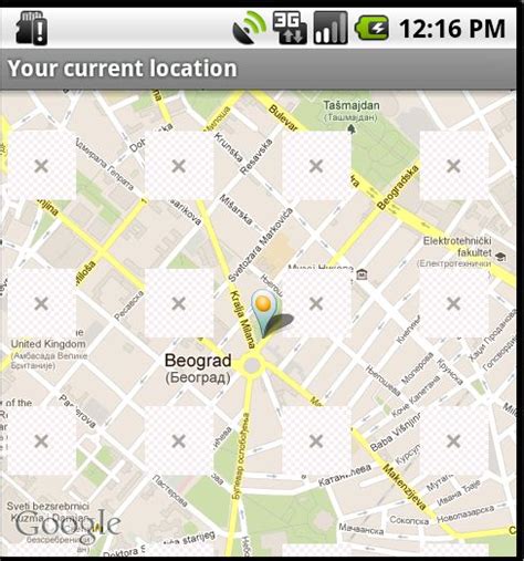 Android Google Maps Glitch Showing Blank Squares With X In The Middle Android Stack Overflow