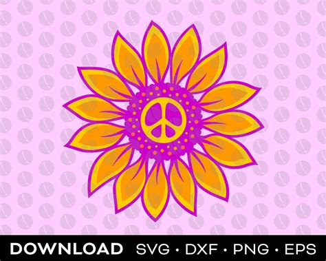 Sunflower Peace Sign Svg Png Dxf Eps Download Etsy Canada