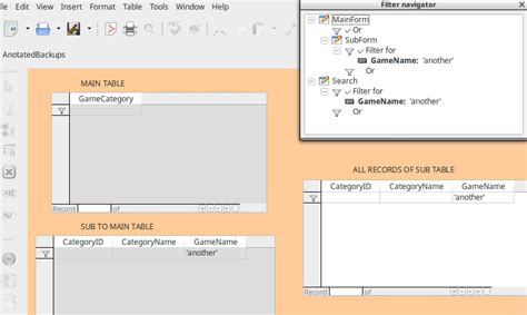 base form filter on subform english ask libreoffice