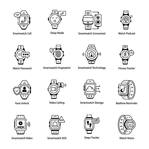 Modern Linear Icons Depicting Smartwatch Functions 42670079 Vector Art At Vecteezy