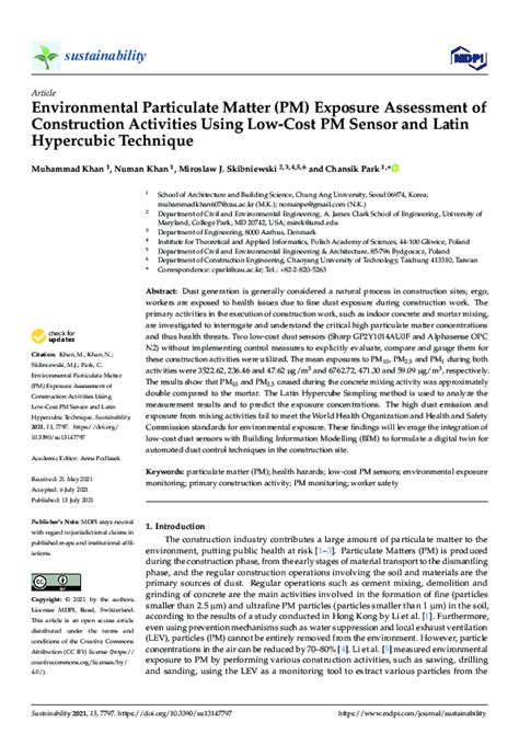 Pdf Environmental Particulate Matter Pm Exposure Assessment Of