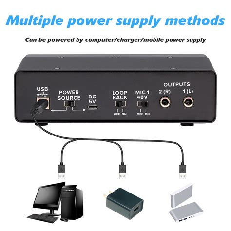 Bomge Usb Audio Interface24 Bit192 Khz With Xlr Phantom Power Direct Monitoring Loopback
