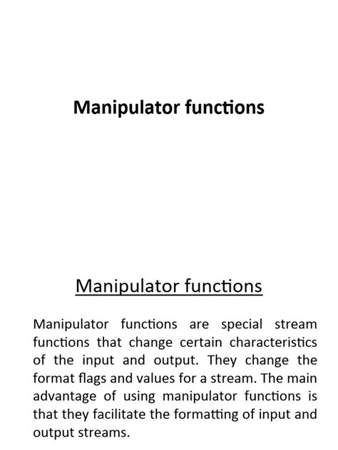 Manipulators Pdf Computer Science Computing