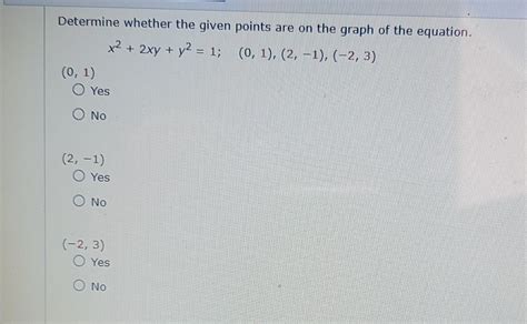 Solved Determine Whether The Given Points Are On The Graph Chegg