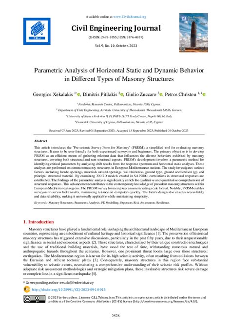 Pdf Parametric Analysis Of Horizontal Static And Dynamic Behavior In Different Types Of