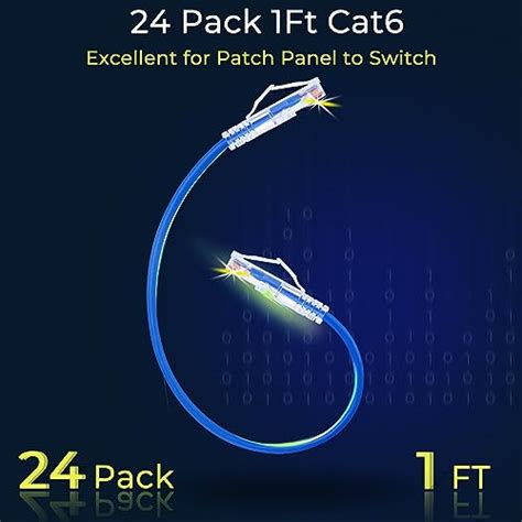 Rapink Lot De 24 Câbles De Brassage Cat6a 0 3 M Fin Câble De Brassage