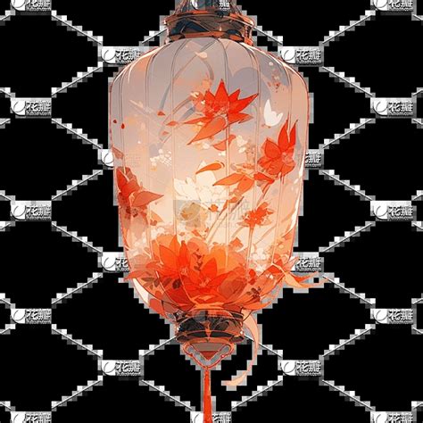 中国风红色灯笼贴纸素材 花瓣网