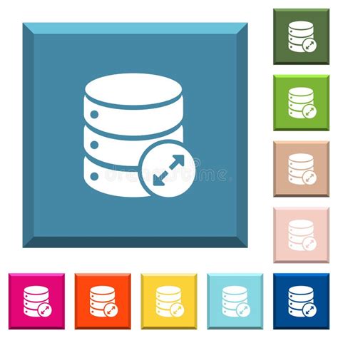 expand database white icons on edged square buttons stock vector