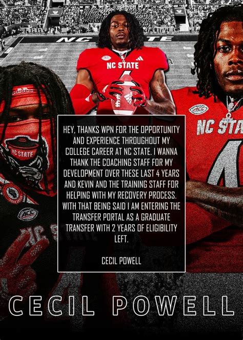 Db Cecil Powell Enters Transfer Portal Rncsuwolfpack