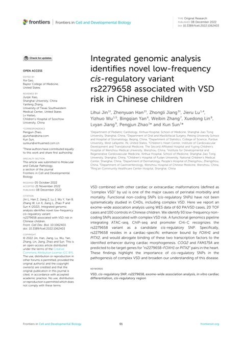 Pdf Integrated Genomic Analysis Identifies Novel Low Frequency Cis
