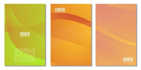 Set Of Covers With Abstract Orange Colorful Wave Gradient Background Vector Illustration