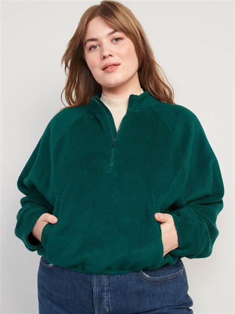 Oversized Sherpa Half-Zip Sweatshirt | Old Navy