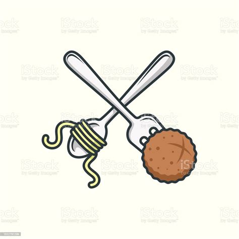 Bakso 인도네시아 길거리 음식 로고 디자인 컨셉을 위한 국수와 미트볼을 곁들인 숟가락과 포크의 로고 그림 접시에 대한 스톡 벡터 아트 및 기타 이미지 Istock