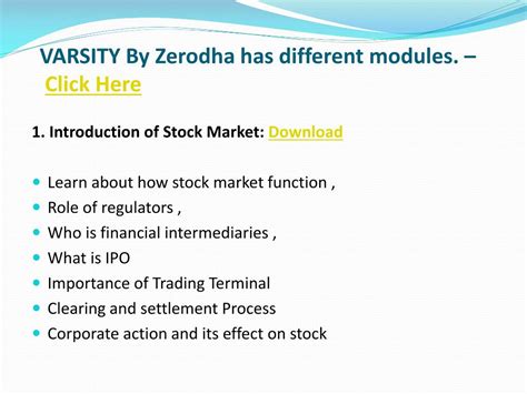 Ppt Zerodha Varsity Review Powerpoint Presentation Free Download Id8071934