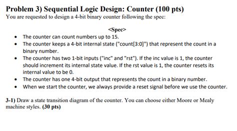 Problem 3 Sequential Logic Design Counter 100 Chegg