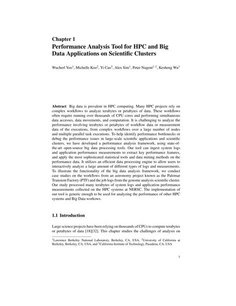Pdf Chapter 1 Performance Analysis Tool For Hpc And Big 1