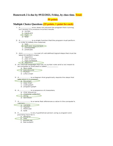 Homework 2 Finished Cs Hw Homework 2 Is Due By 09222023 Friday By Class Time Total 50
