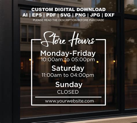 Custom Store Hours Sign Svg Personalized Business Hours Decal