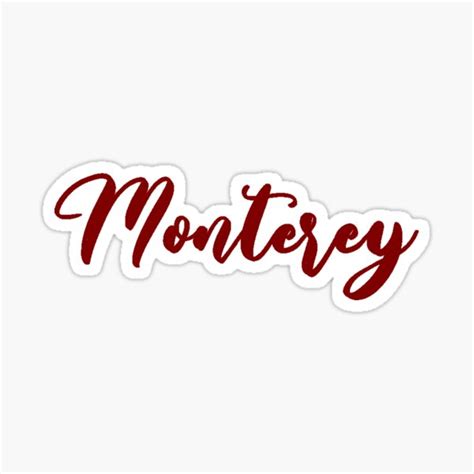 Monterey California Printed Thick White Script Font Sticker By