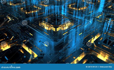 quantum computing with futuristic design stock illustration