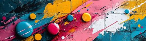 Abstract Art With Colorful Paint Blobs On A Textured Background