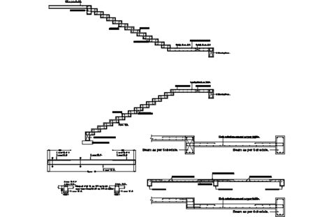 Staircases Section Constructive Structure And Beam Bar Cad Drawing Details Dwg File