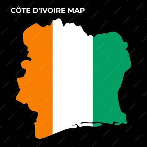 Premium Vector | Cote d'Ivoire Flag Map Design Illustration Of Cote d'Ivoire Country Flag Inside ...