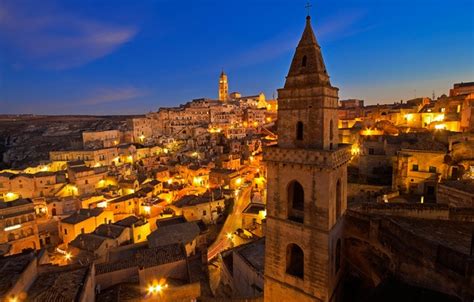 Wallpaper Night Lights Home Italy Basilicata Mater For Mobile And