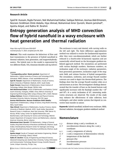 Pdf Entropy Generation Analysis Of Mhd Convection Flow Of Hybrid