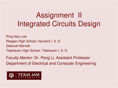 PPT Assignment II Integrated Circuits Design PowerPoint Presentation ID