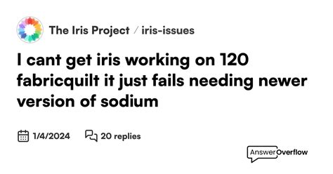 I Cant Get Iris Working On 120 Fabricquilt It Just Fails Needing