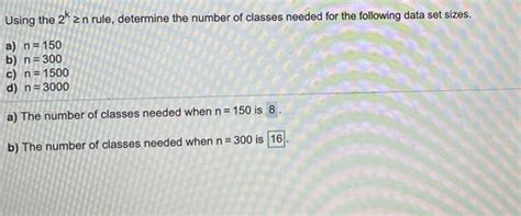 solved using the 2k n rule determine the number of classes