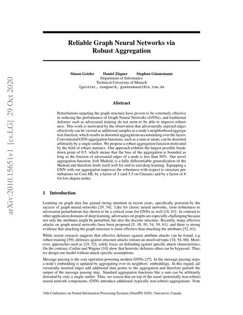Pdf Reliable Graph Neural Networks Via Robust Aggregation