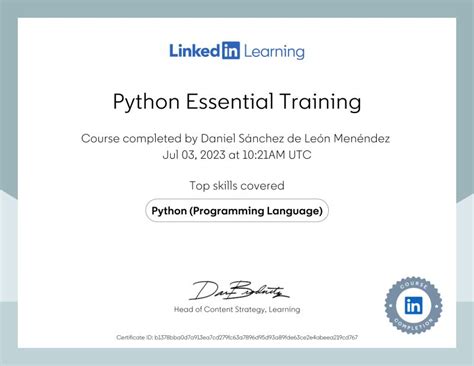 Daniel Sánchez De León Menéndez On Linkedin Certificate Of Completion