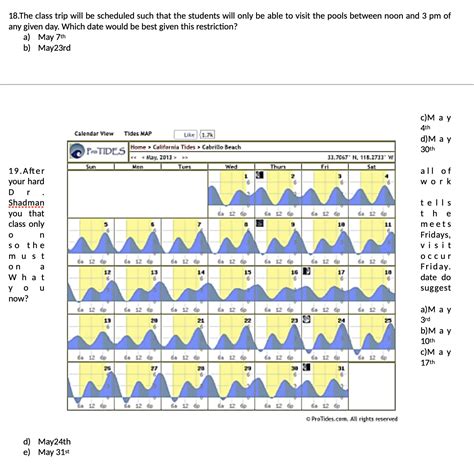 solved d below is a tidal chart showing the predicted tidal