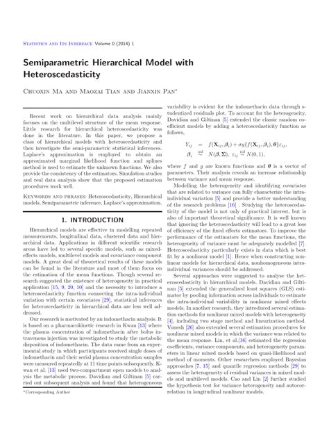 Pdf Semiparametric Hierarchical Model With Heteroscedasticity