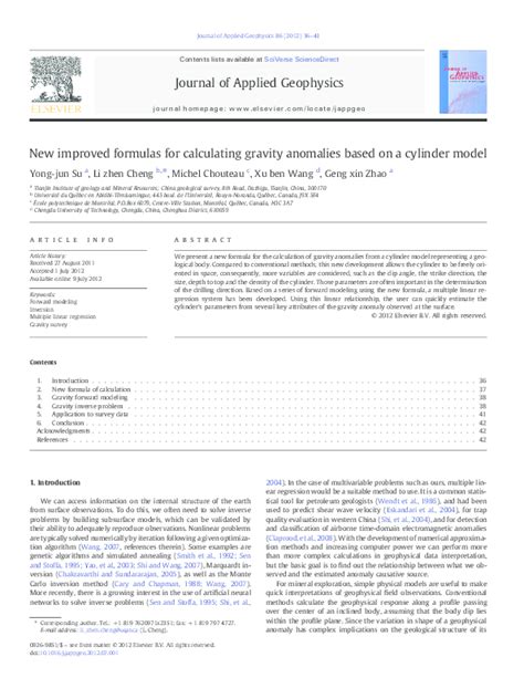 Pdf New Improved Formulas For Calculating Gravity Anomalies Based On