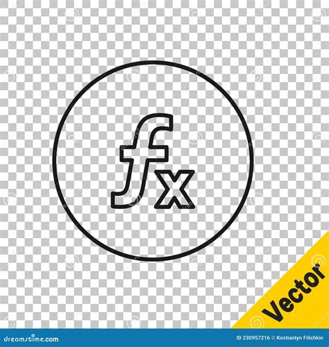Black Line Function Mathematical Symbol Icon Isolated On Transparent Background Vector Stock