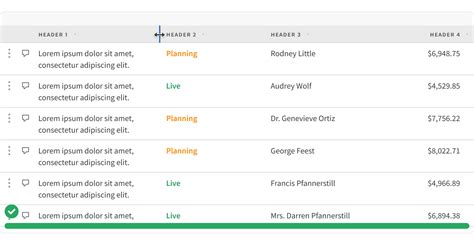 Data Table Basis Design System