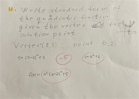 Solved Write Standard Form Of The Quadratic Function Given