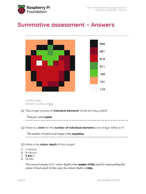 Summative Assessment Answers Representations Going Audiovisual Y9
