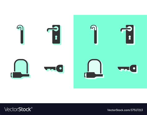 Set Key Crowbar Bicycle Lock And Door Handle Vector Image