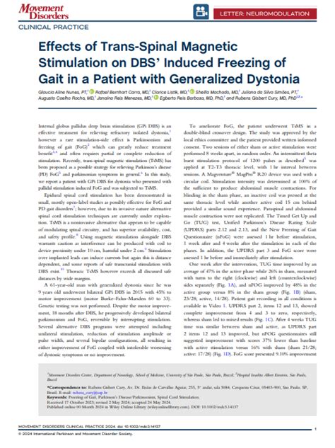 Effects Of Trans Spinal Magnetic Stimulation On Dbs Induced Freezing Of Gait In A Patient With